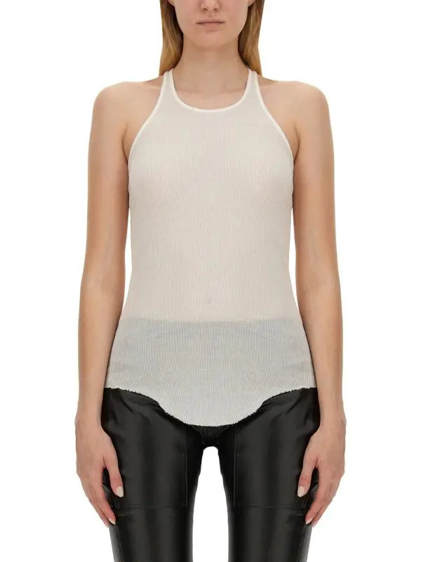 Rick Owens Ribbed Viscose And Silk Tank Top - White
