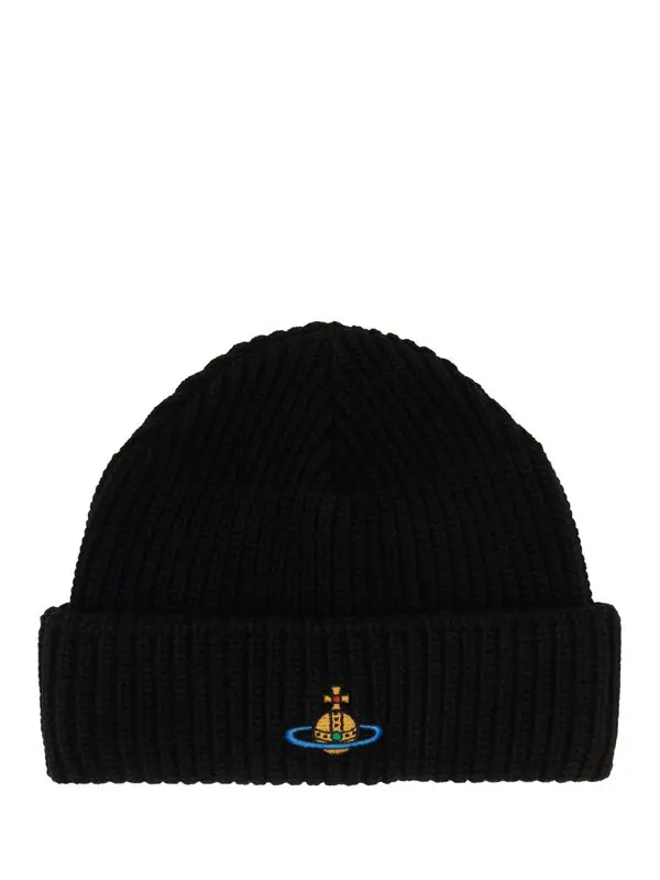 VIVIENNE WESTWOOD Beanie Hat With Logo - Black