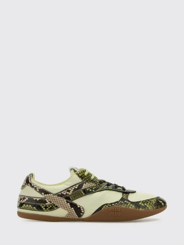Miu Miu Leather & Snakeskin Sneakers - Yellow