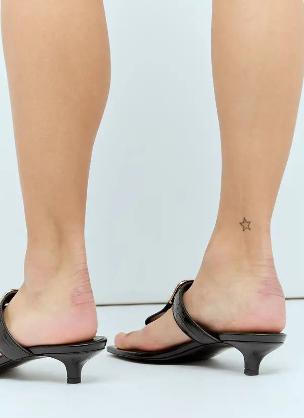 TOTEME Belted Croc Embossed Leather Flip-flop Heels