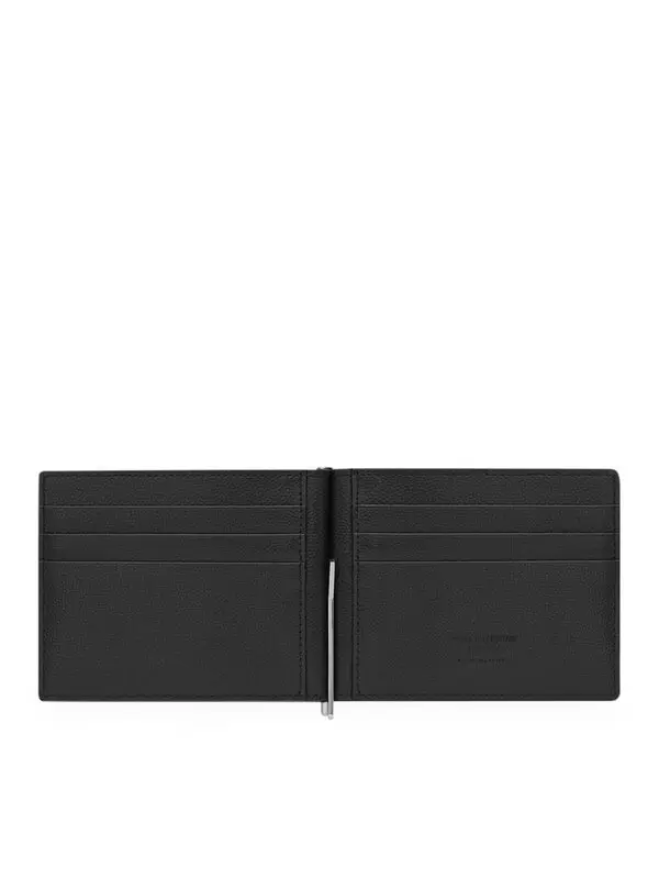 Saint Laurent Wallet Money Clip Textured Leather