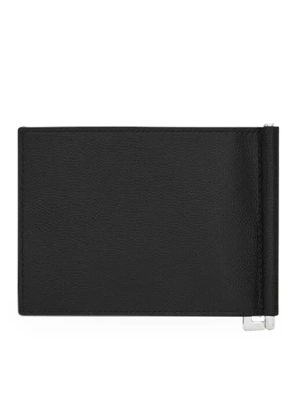 Saint Laurent Wallet Money Clip Textured Leather