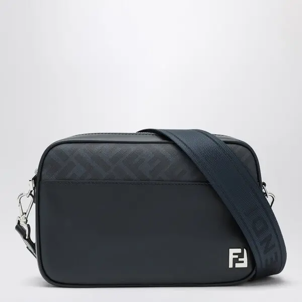 Fendi Leather And Ff Canvas Shoulder Bag - Blue