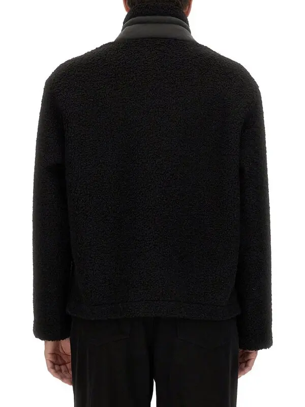 Moschino Zip-up Fleece Jacket With Leather Accents
