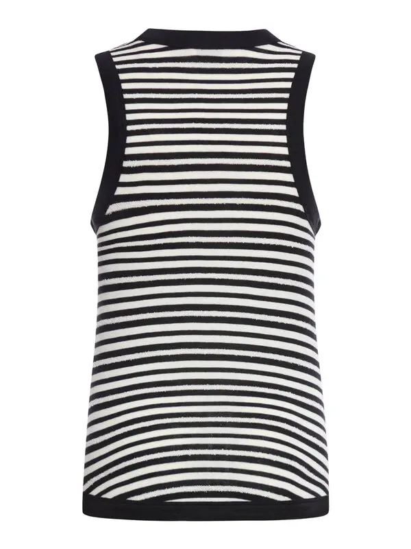 Saint Laurent Cassandre Embroidered Striped Tank Top - Multicolor