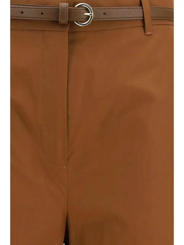 Max Mara Farea Belted Cotton Poplin Wide Leg Pants