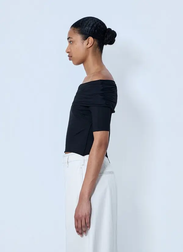 LEMAIRE Short Sleeve Off-shoulder Twisted Top