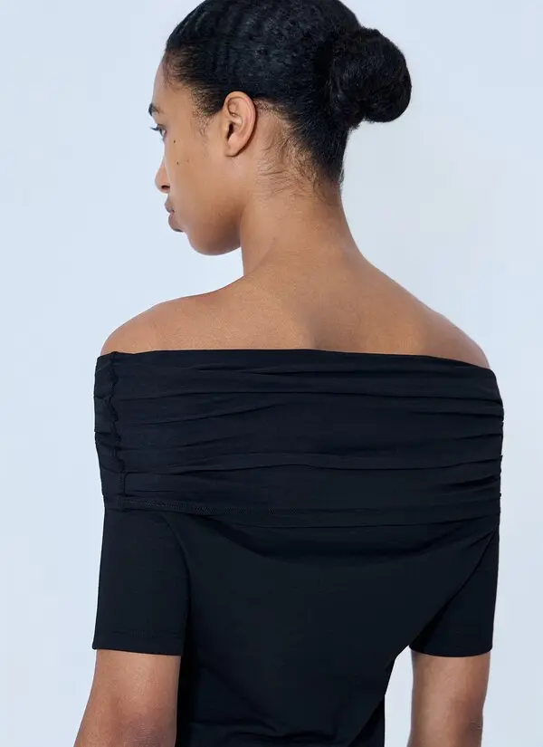 LEMAIRE Short Sleeve Off-shoulder Twisted Top