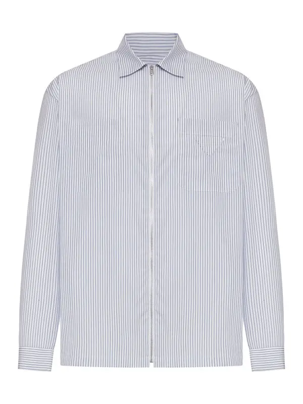 Prada Cotton Poplin Shirt With Striped Pattern - Multicolor
