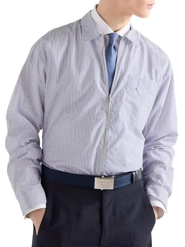 Prada Cotton Poplin Shirt With Striped Pattern - Multicolor