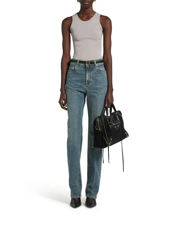 Balenciaga High-waisted Stretch Jeans In Vintage Blue - Multicolor