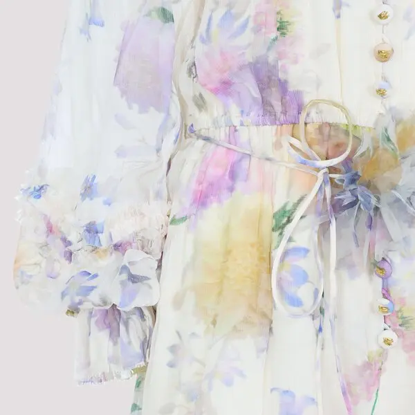 Zimmermann Luna Ruffle Playsuit Floral Print Viscose