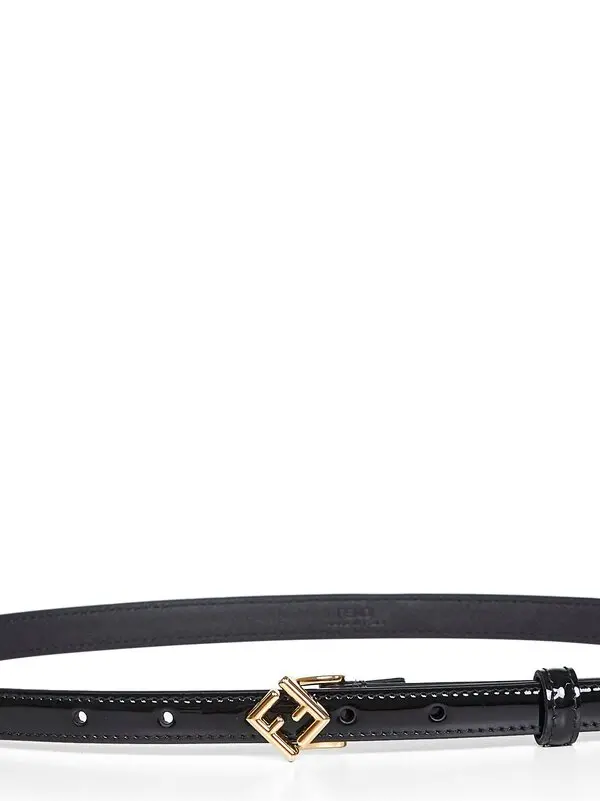Fendi Black Patent Leather Ff Diamonds Belt - Multicolor