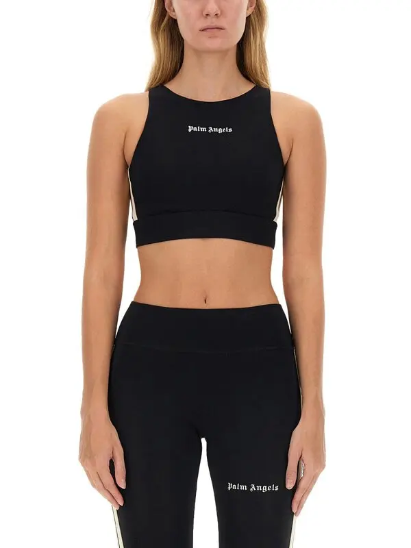 Palm Angels Logo Detail Cropped Top - Black