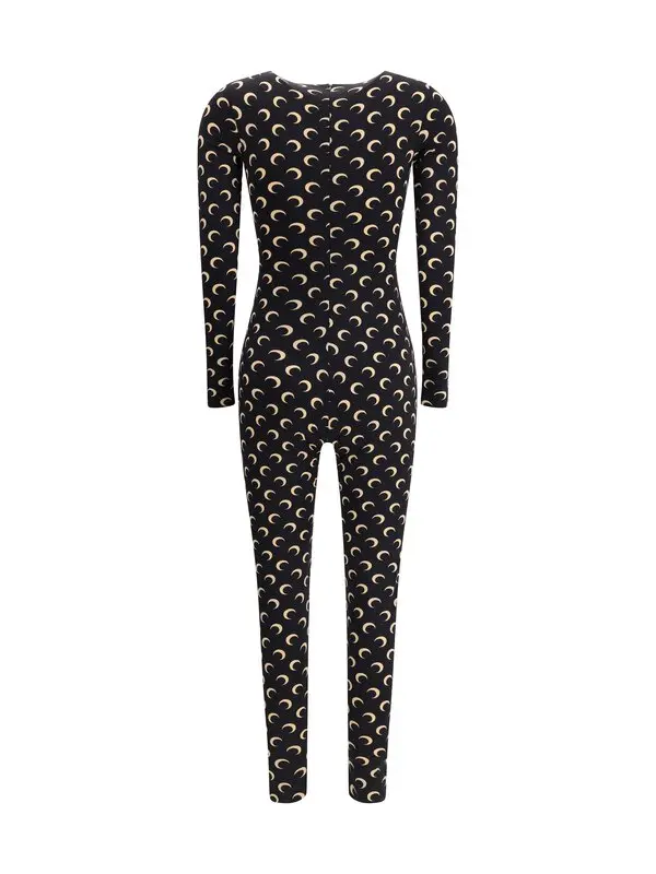 MARINE SERRE Moon Print Long Sleeve Jumpsuit - Brown