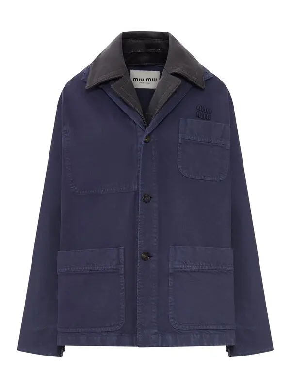 Miu Miu Single-breasted Gabardine And Leather Jacket