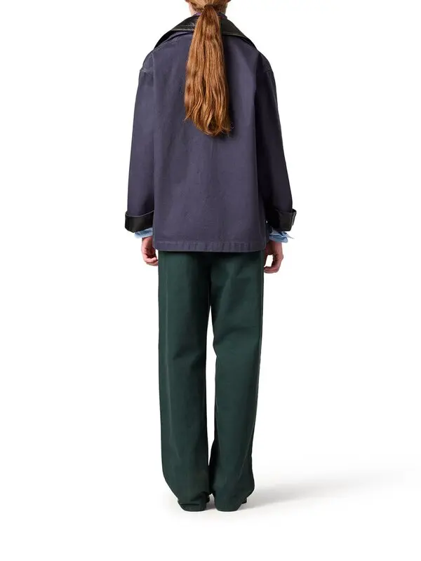 Miu Miu Single-breasted Gabardine And Leather Jacket