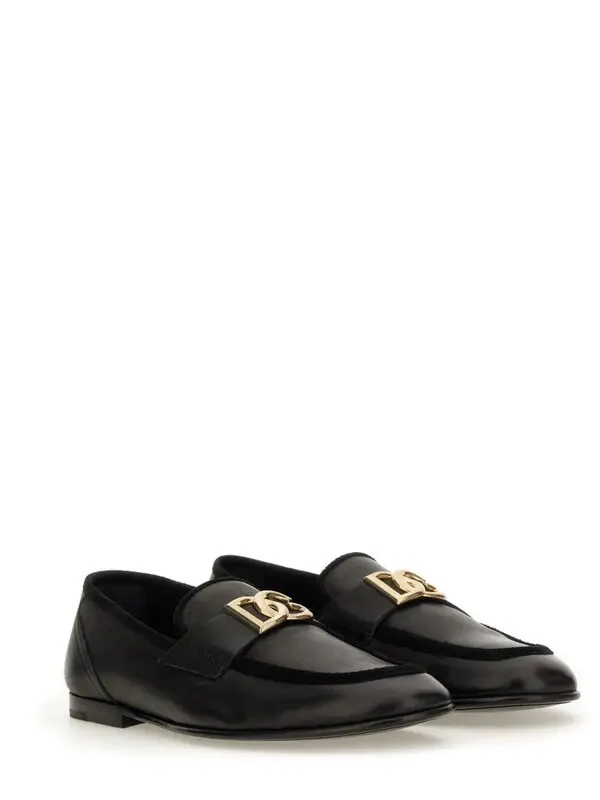 Dolce & Gabbana Leather Loafer With Logo Detail