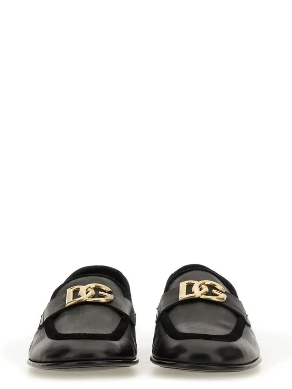 Dolce & Gabbana Leather Loafer With Logo Detail