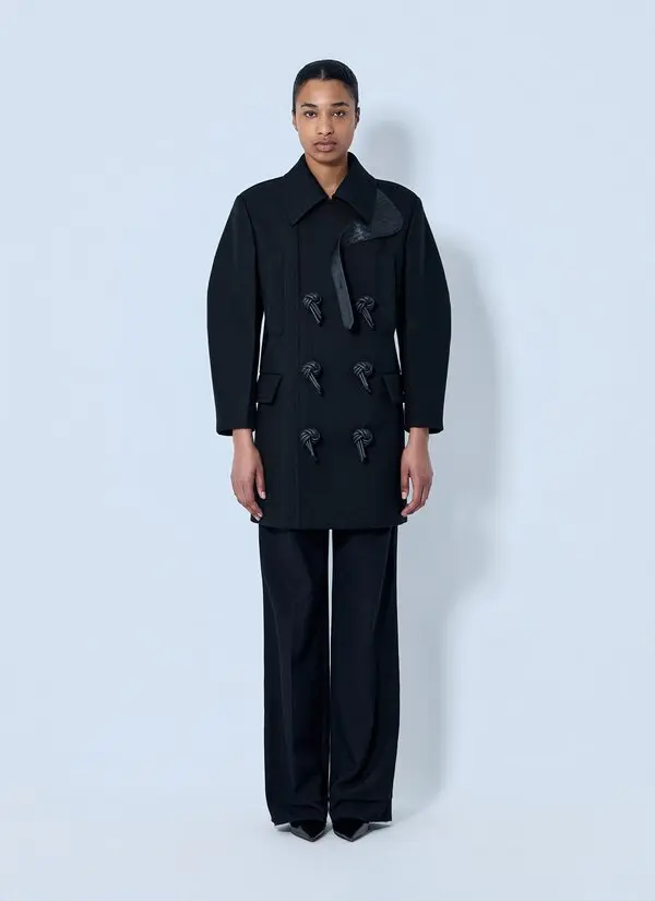 Bottega Veneta Double-breasted Coat With Knot Detail - Black