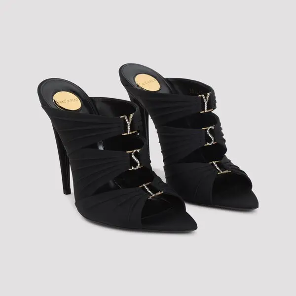 Saint Laurent Leather Gippy 110 Lauro Sandals - Black