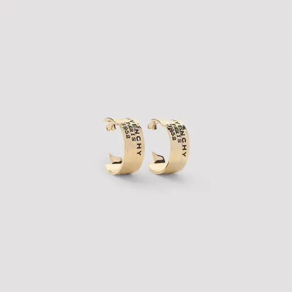 Givenchy Embossed Logo Hoop Earrings In Golden Brass