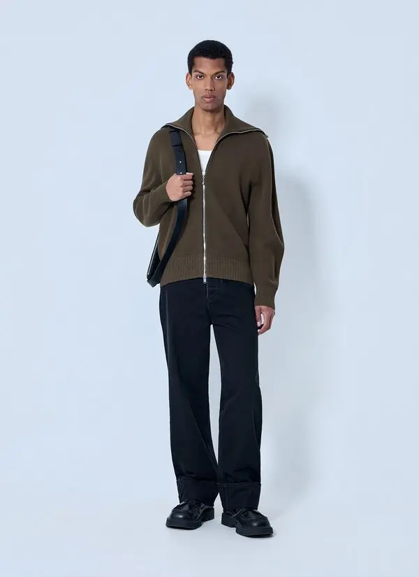 Bottega Veneta Zip-front High Collar Cardigan