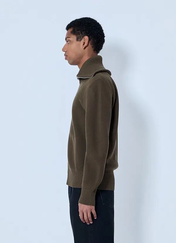 Bottega Veneta Zip-front High Collar Cardigan