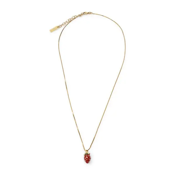 Saint Laurent Strawberry Pendant Necklace - Silver