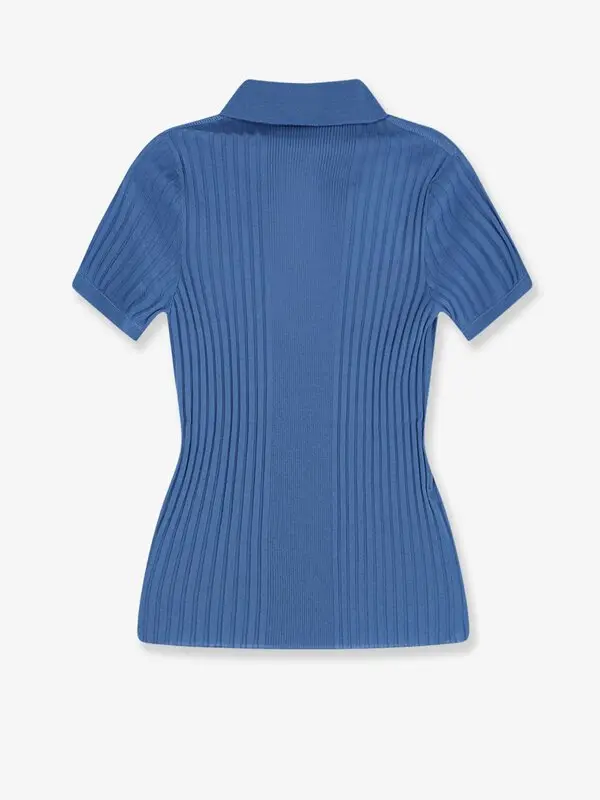 Miu Miu Virgin Wool Ribbed Polo Shirt - Multicolor