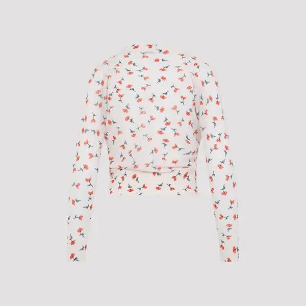 JIL SANDER Floral Print Cotton Blend V-neck Cardigan - Multicolor
