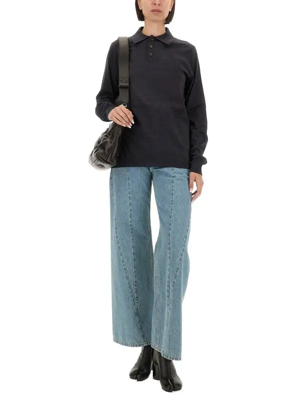 MAISON MARGIELA Long-sleeve Wool Polo Shirt - Gray