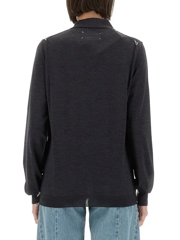 MAISON MARGIELA Long-sleeve Wool Polo Shirt - Gray