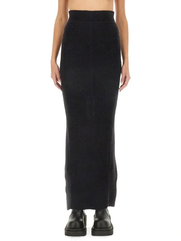 Rick Owens Ribbed Knit Maxi Skirt - Black