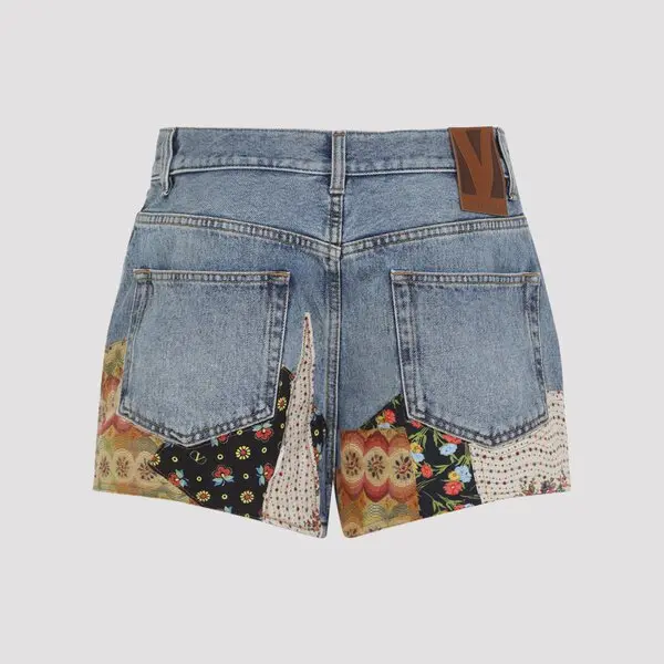 Valentino Garavani Patchwork Cotton Denim Shorts