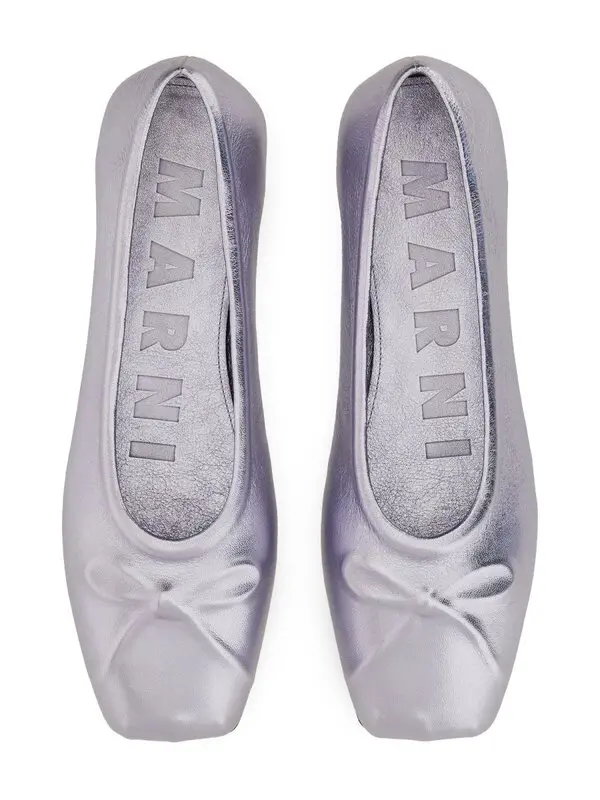 Marni Ballerina Flats With Little Bow Detail - Purple