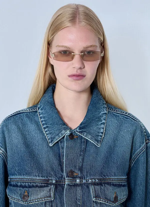 Balenciaga Rectangle Rimless Sunglasses