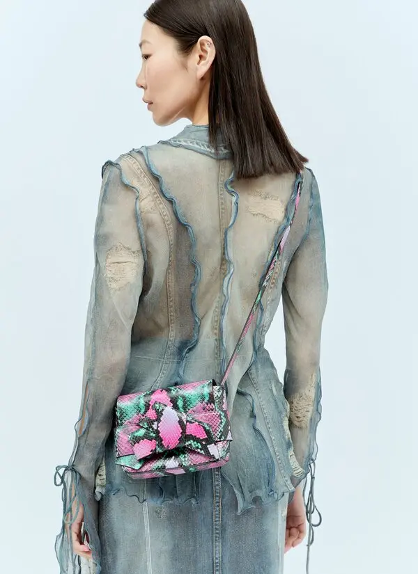 Acne Studios Snake Embossed Leather Shoulder Bag - Pink