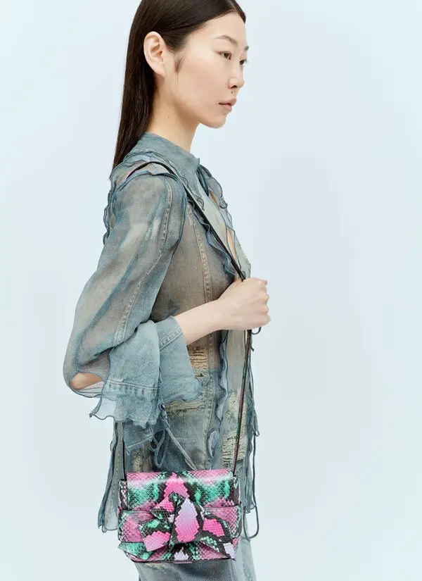 Acne Studios Snake Embossed Leather Shoulder Bag - Pink
