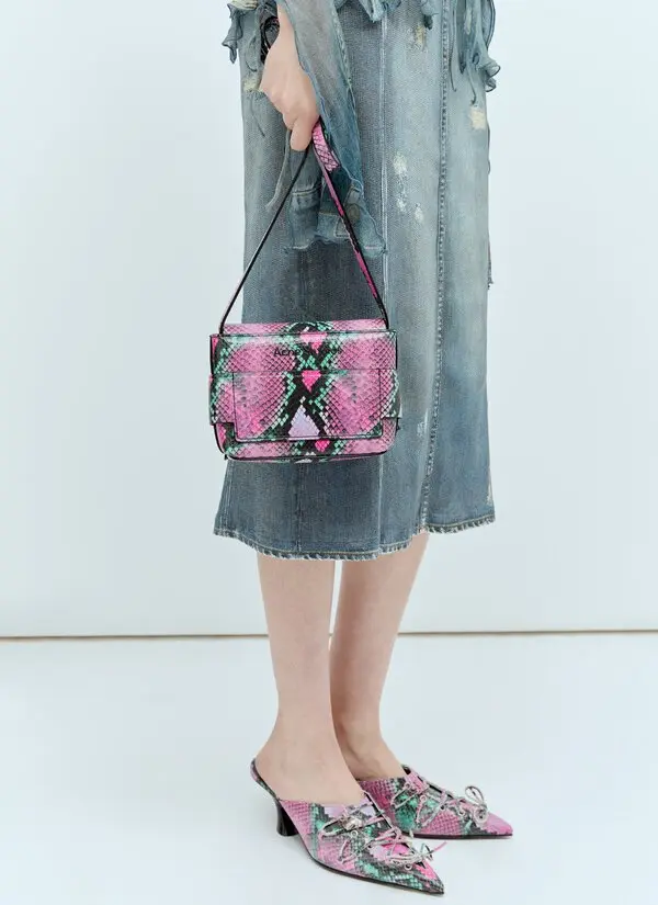 Acne Studios Snake Embossed Leather Shoulder Bag - Pink