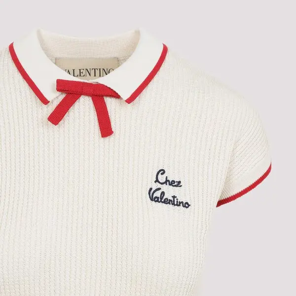 Valentino Garavani Cotton And Viscose Polo Sweater With Bow Detail