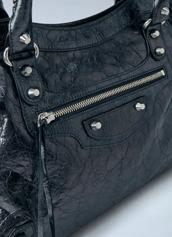 Balenciaga Le City Bag Medium Textured Leather Handbag - Gray