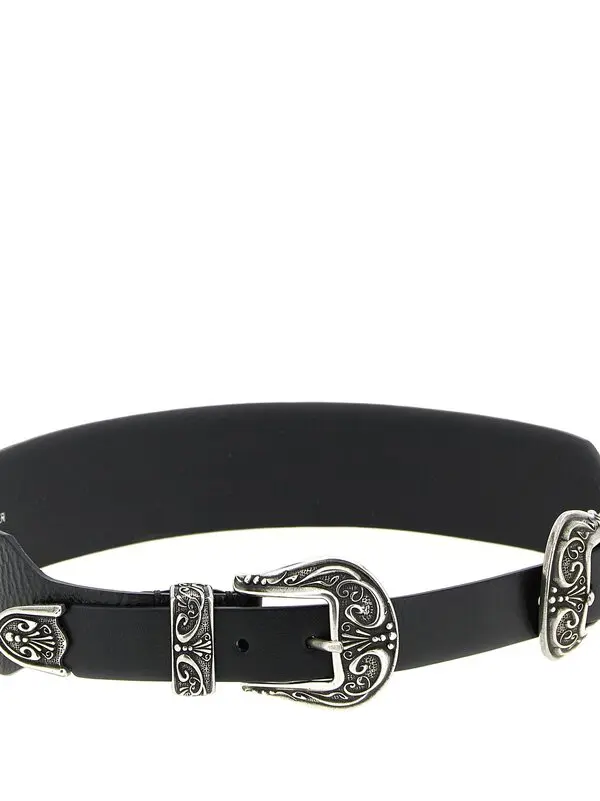 GOLDEN GOOSE Double Buckle Belt - Black
