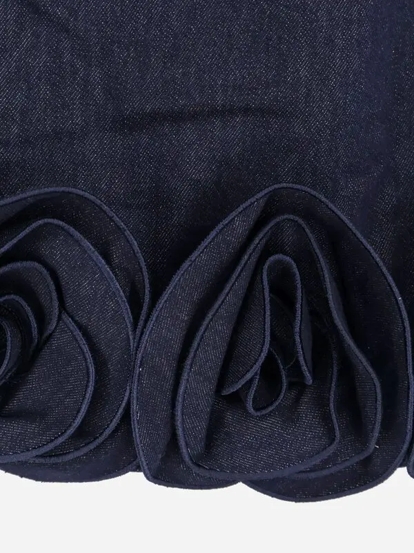 SELF-PORTRAIT Denim Mini Dress With 3d Flower Embellishments