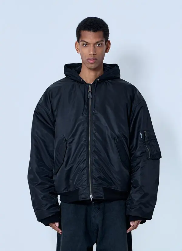 Balenciaga Hooded Bomber Jacket - Black