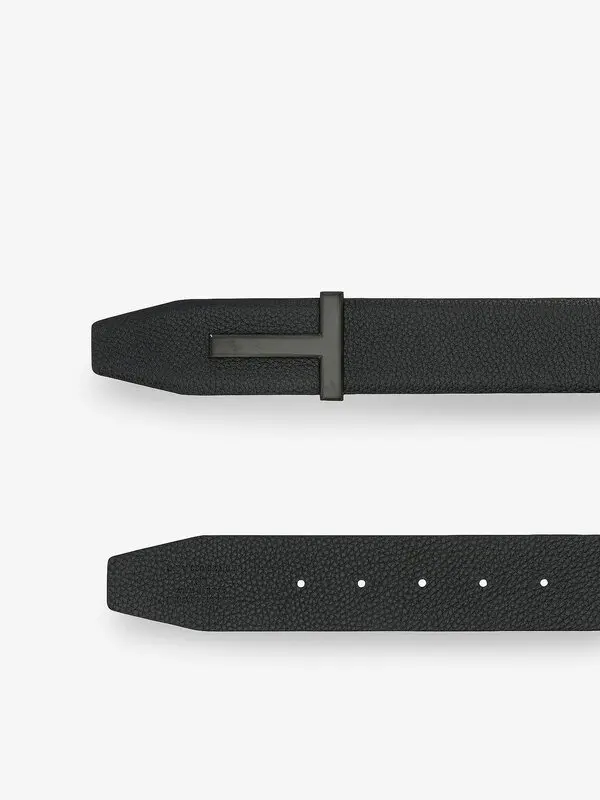 TOM FORD Hammered Leather Belt - Black