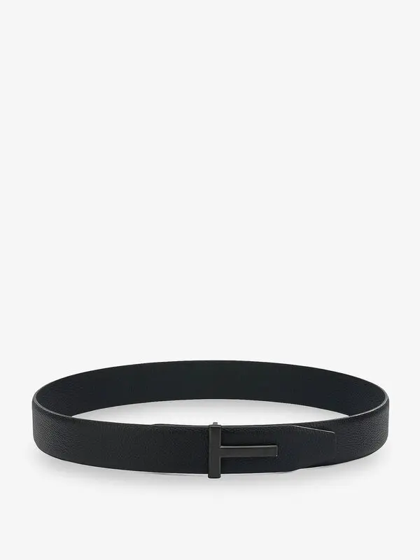 TOM FORD Hammered Leather Belt - Black