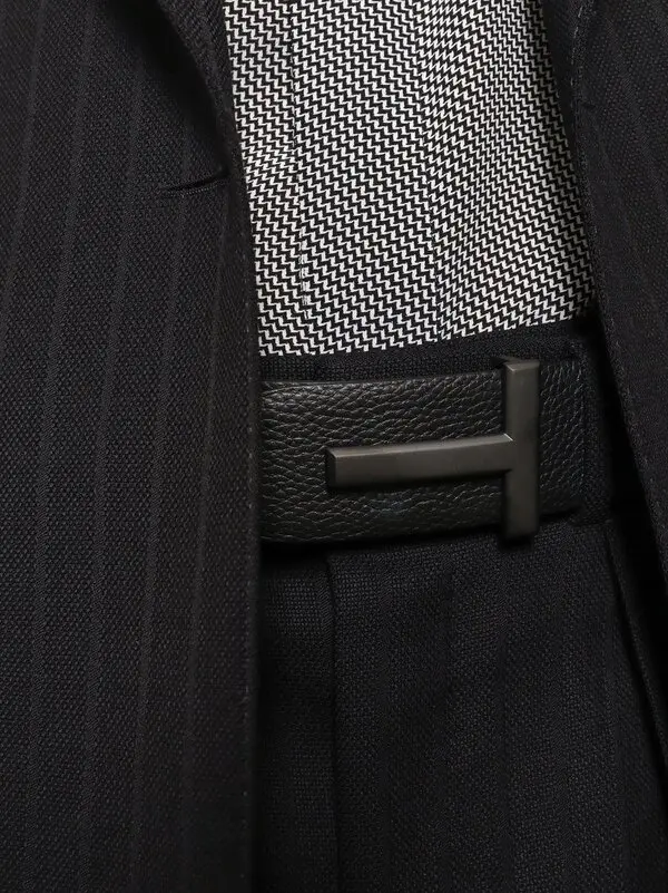 TOM FORD Hammered Leather Belt - Black