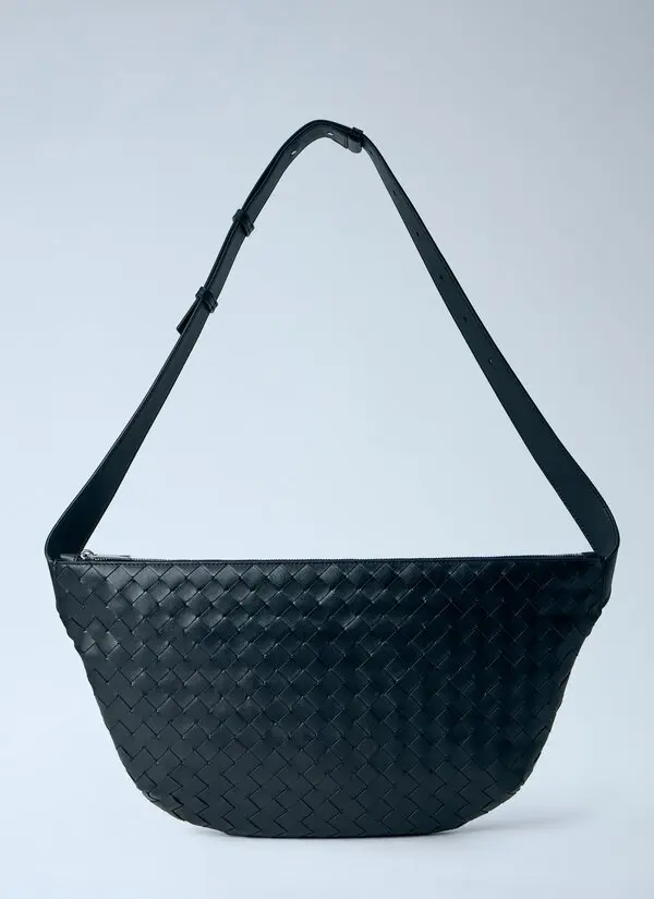Bottega Veneta Intrecciato Leather Crossbody Bag - Black