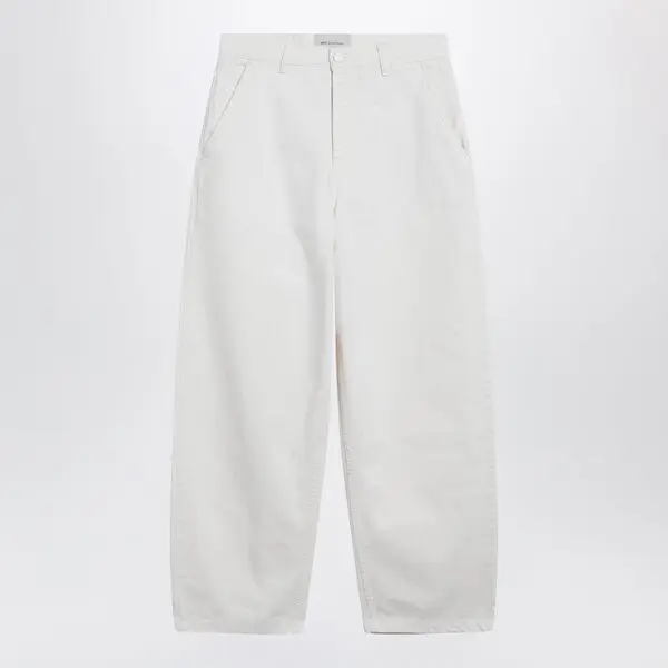 Ami Cream Cotton Denim Trousers - White